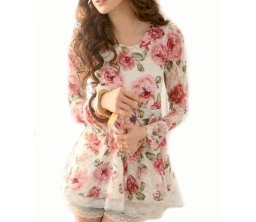 Lace Top, Roses Top, Chiffon Top, Lace Rose Top, Roses Print Top, Rose ...